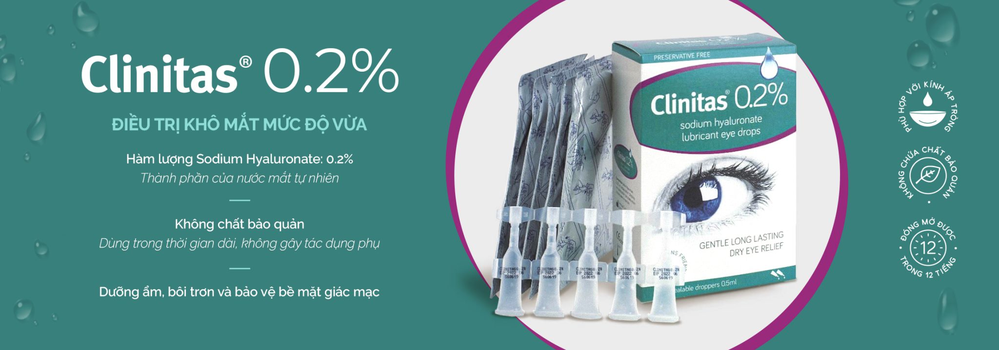 Nước mắt nhân tạo Clinitas 0.2% - Natri Hyaluronate