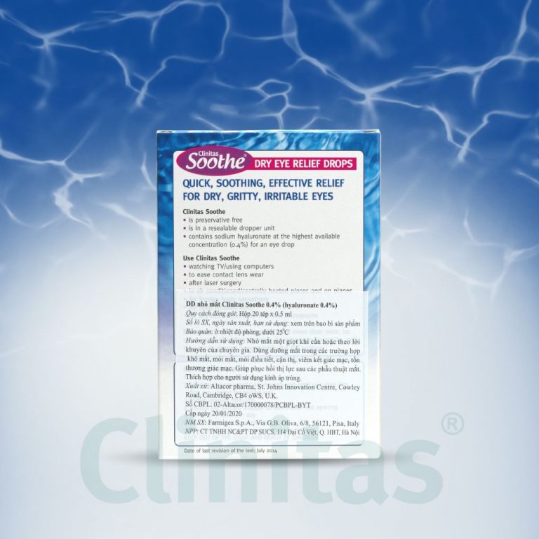 Nước mắt nhân tạo Clinitas Soothe - Natri Hyaluronate 0.4%